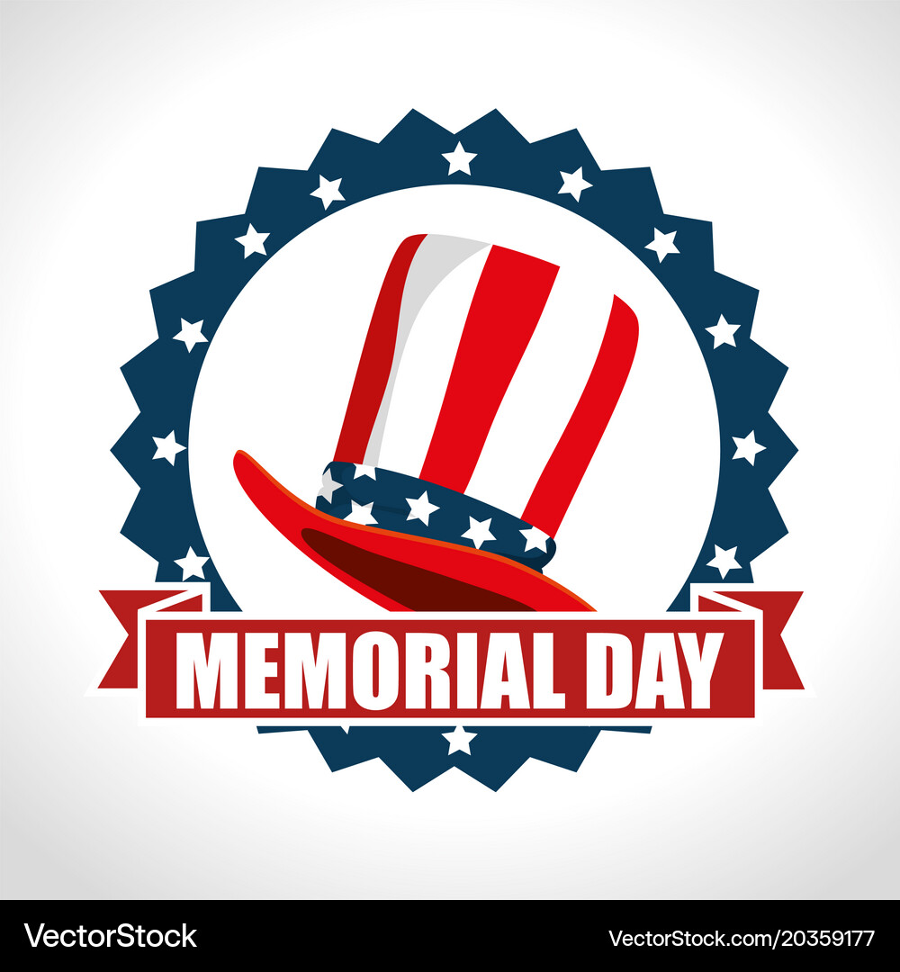 Memorial day with hat usa Royalty Free Vector Image