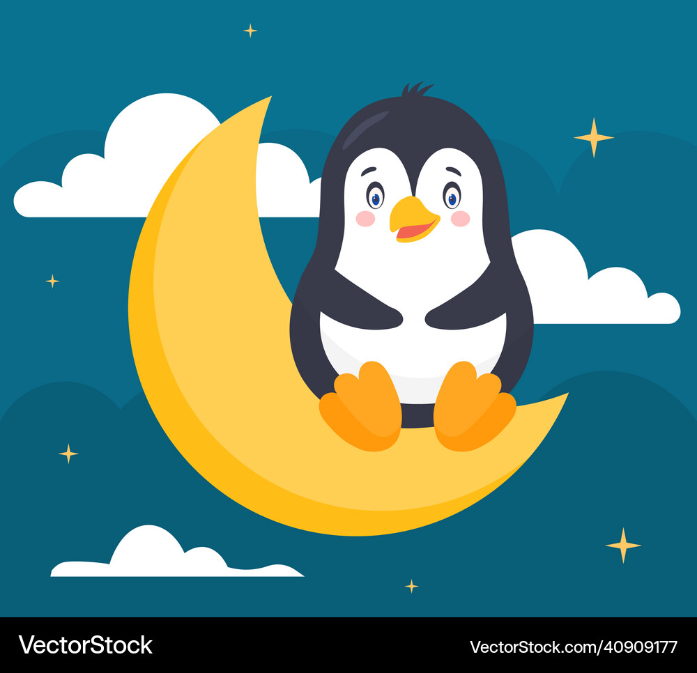 Penguin on month Royalty Free Vector Image - VectorStock