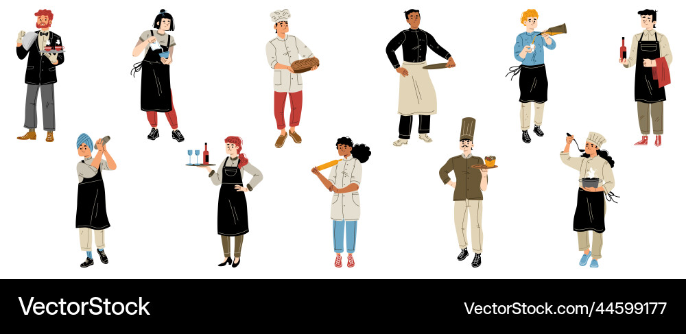 Restaurant staff employees chef waiter baker Vector Image