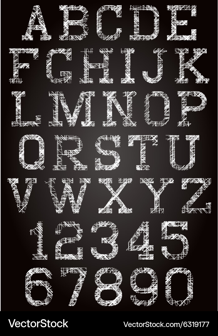 Retro font and set of digits Royalty Free Vector Image