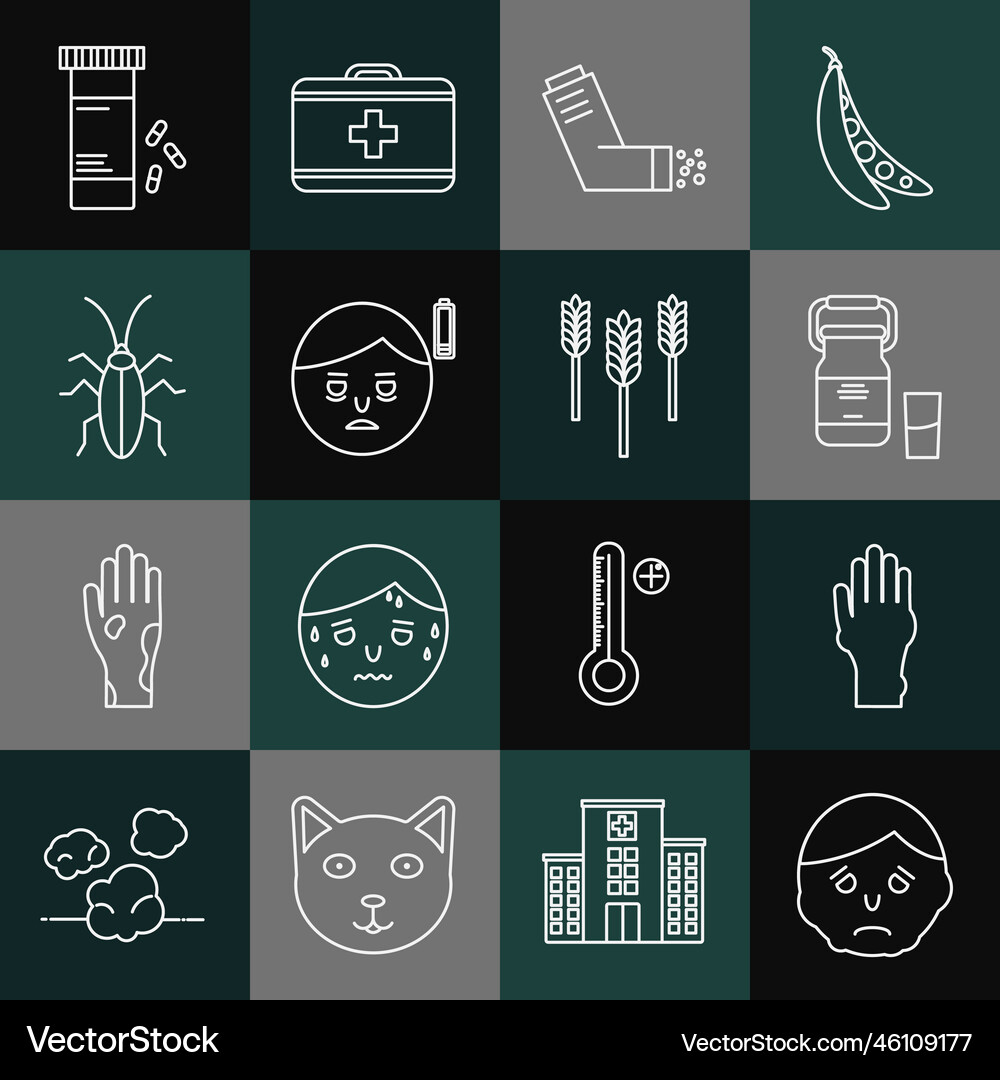 Set line inflammation on face hand with psoriasis Vector Image