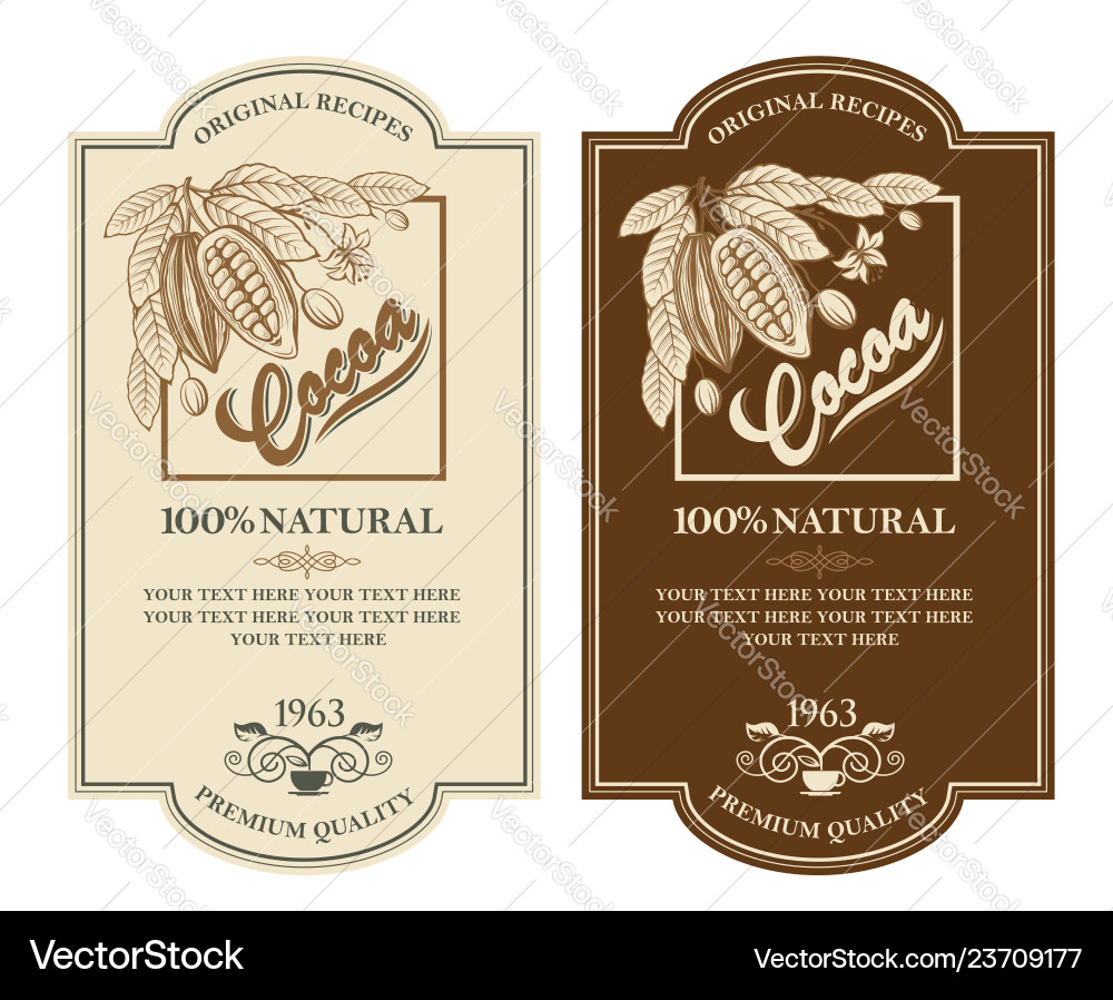 Set of cocoa labels Royalty Free Vector Image - VectorStock
