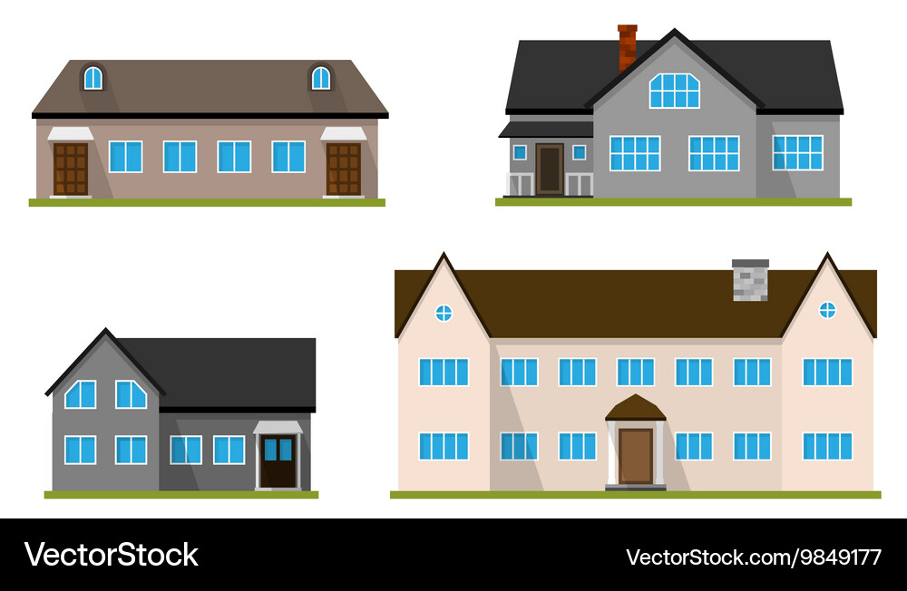 Set of flat house home Royalty Free Vector Image
