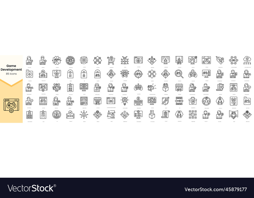 Set of game development icons simple line art Vector Image