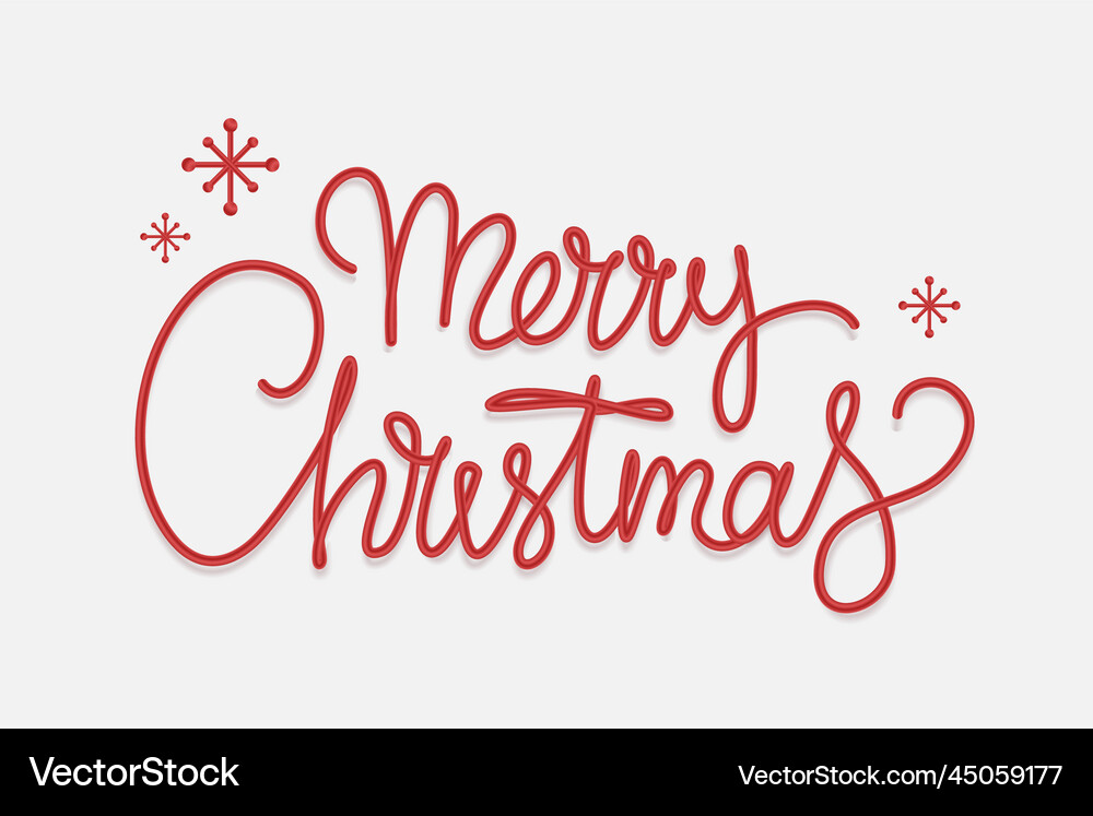 Volumetric handwritten red christmas text merry Vector Image