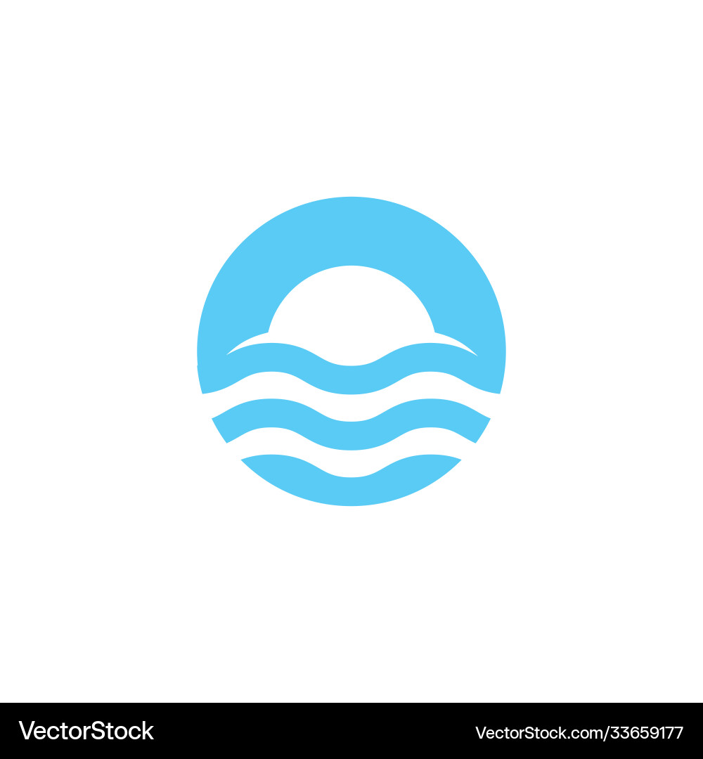Waves logo circle wave symbol blue around water Vector Image