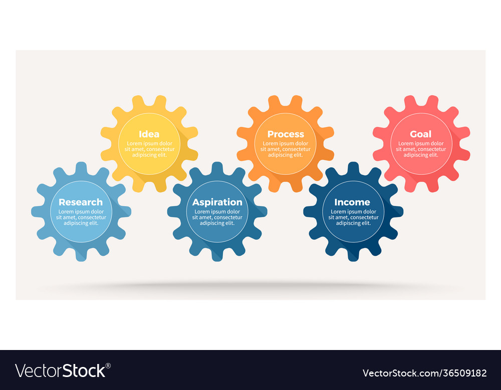 Business infographics process with 6 steps Vector Image