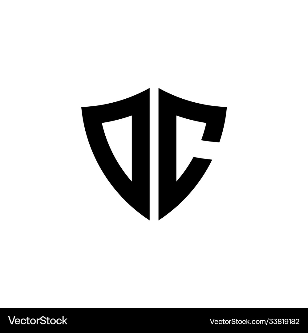 Dc monogram logo with shield shape design template