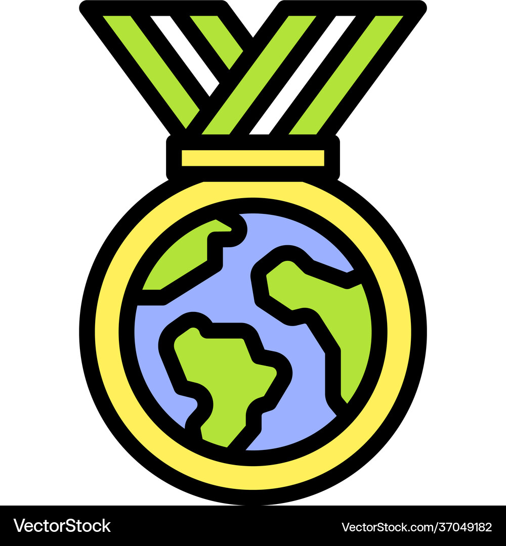 Earth medal icon day related Royalty Free Vector Image