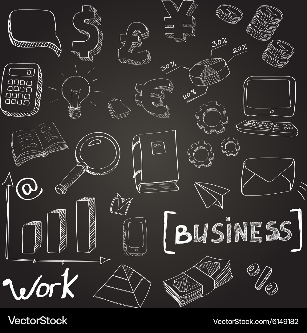 Hand drawn set of business Royalty Free Vector Image