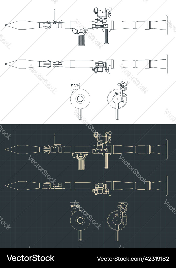 Hand-held anti-tank grenade launcher blueprints Vector Image