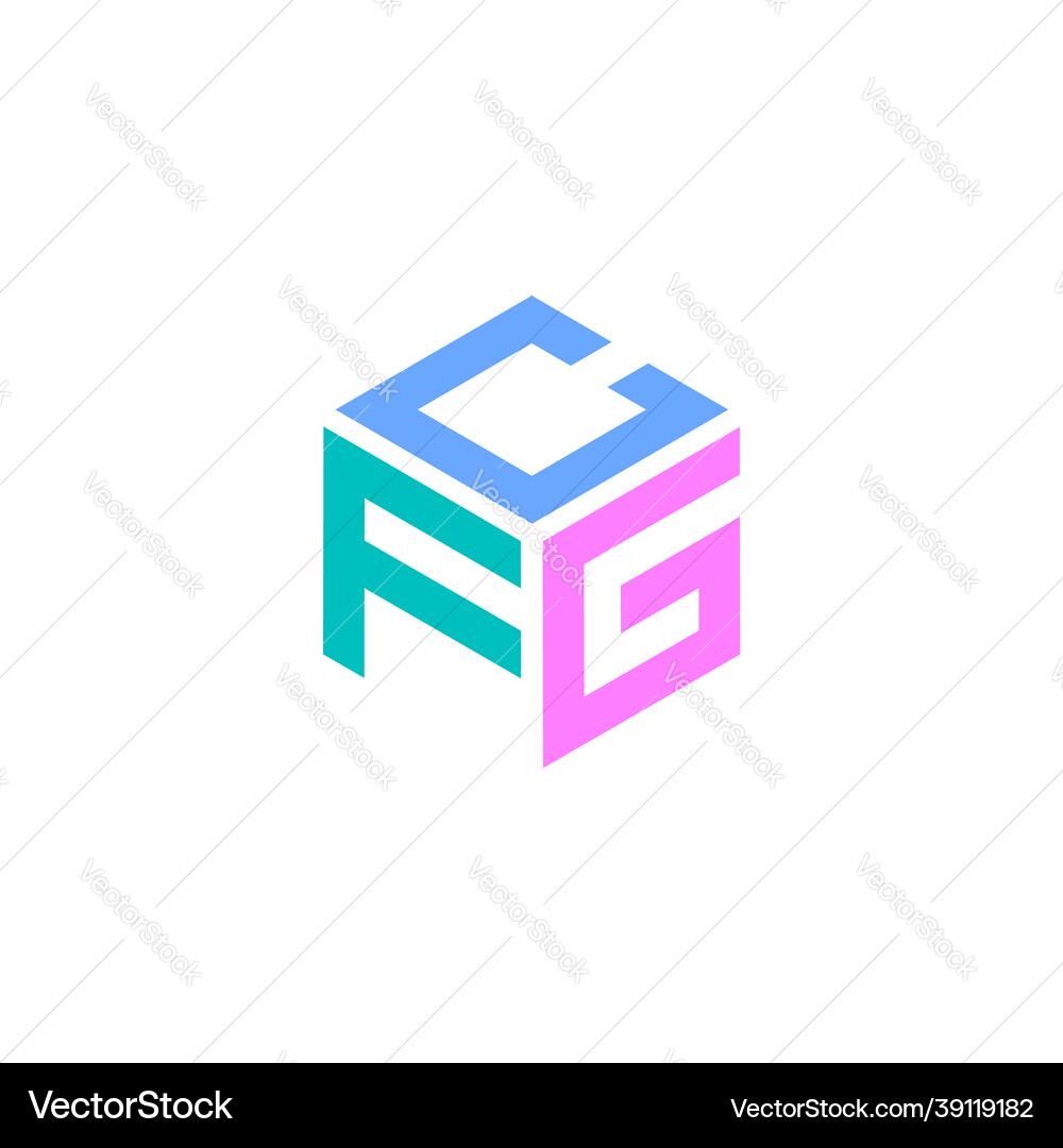 Hexagon logo with the letters cfg design Vector Image