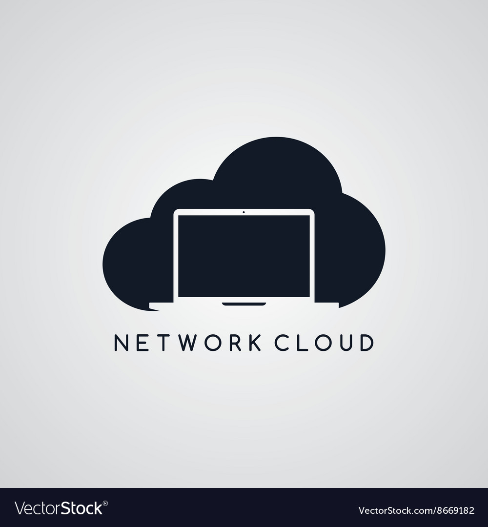 Laptop notebook cloud theme Royalty Free Vector Image