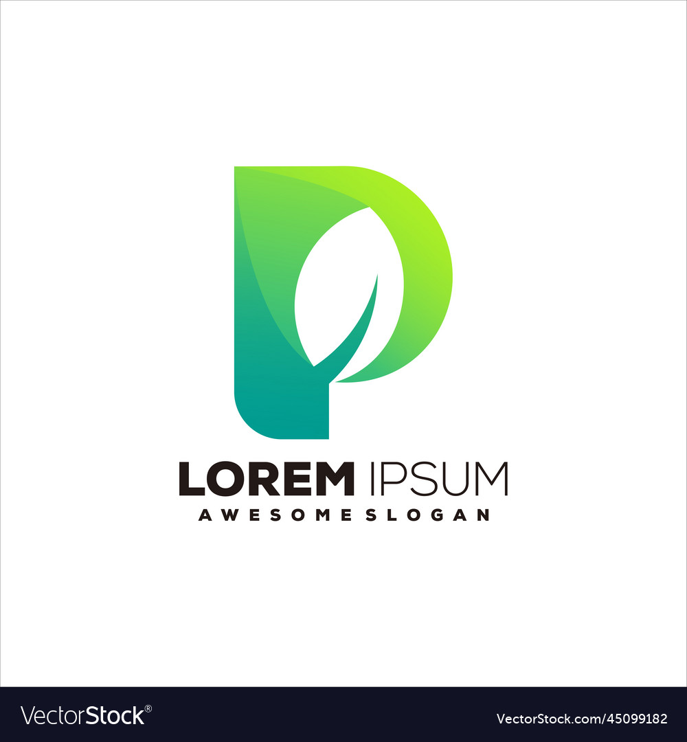 P initial leaf gradient logo design Royalty Free Vector