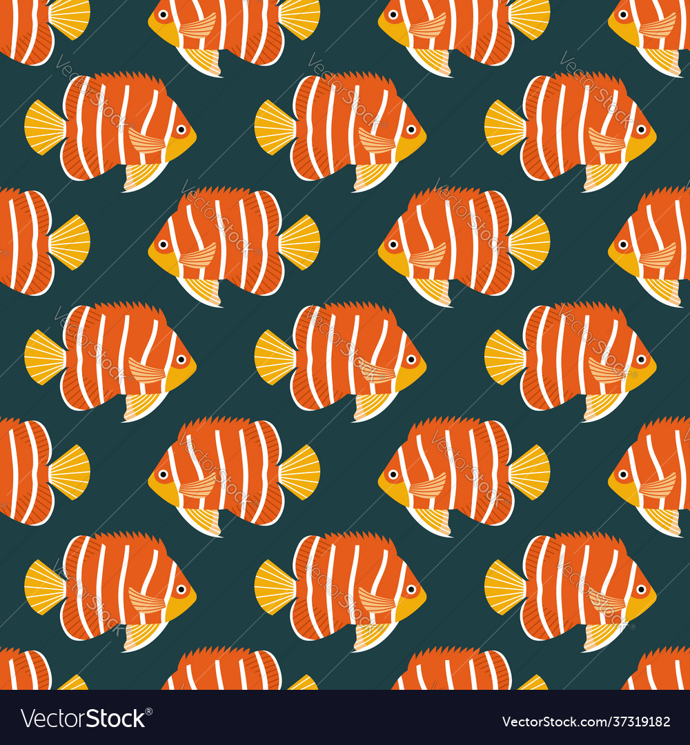 Seamless pattern with fish creative design element