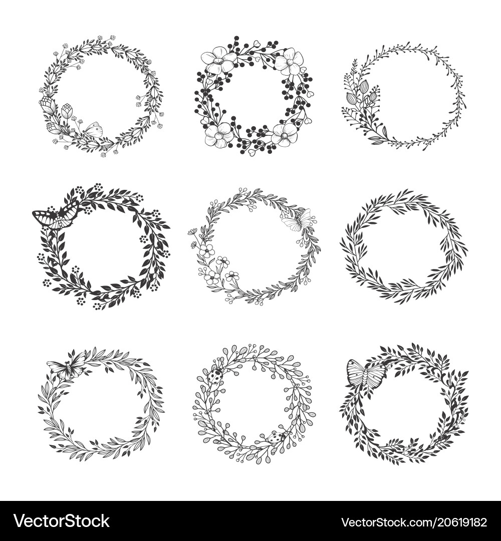 Set of beautiful wreath Royalty Free Vector Image