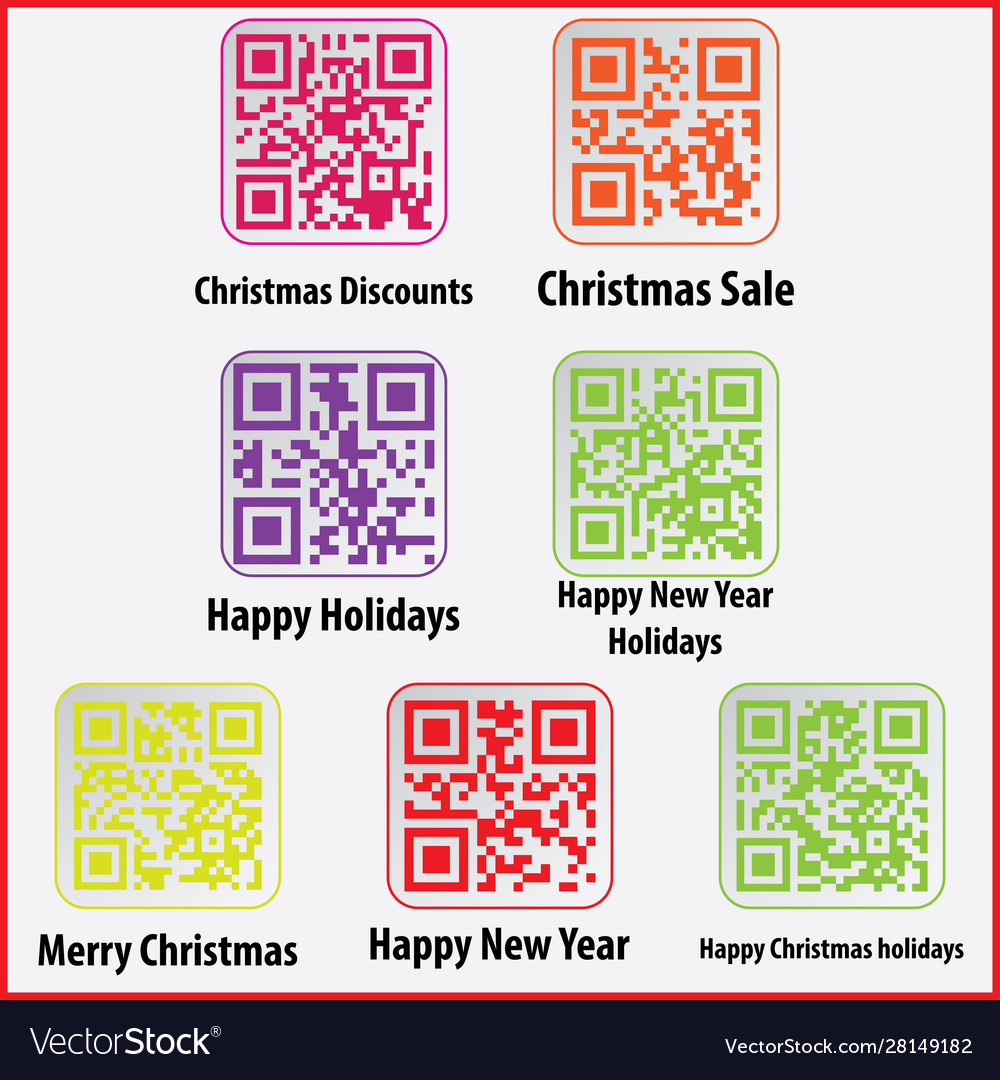Set qr code christmas and new year Royalty Free Vector Image