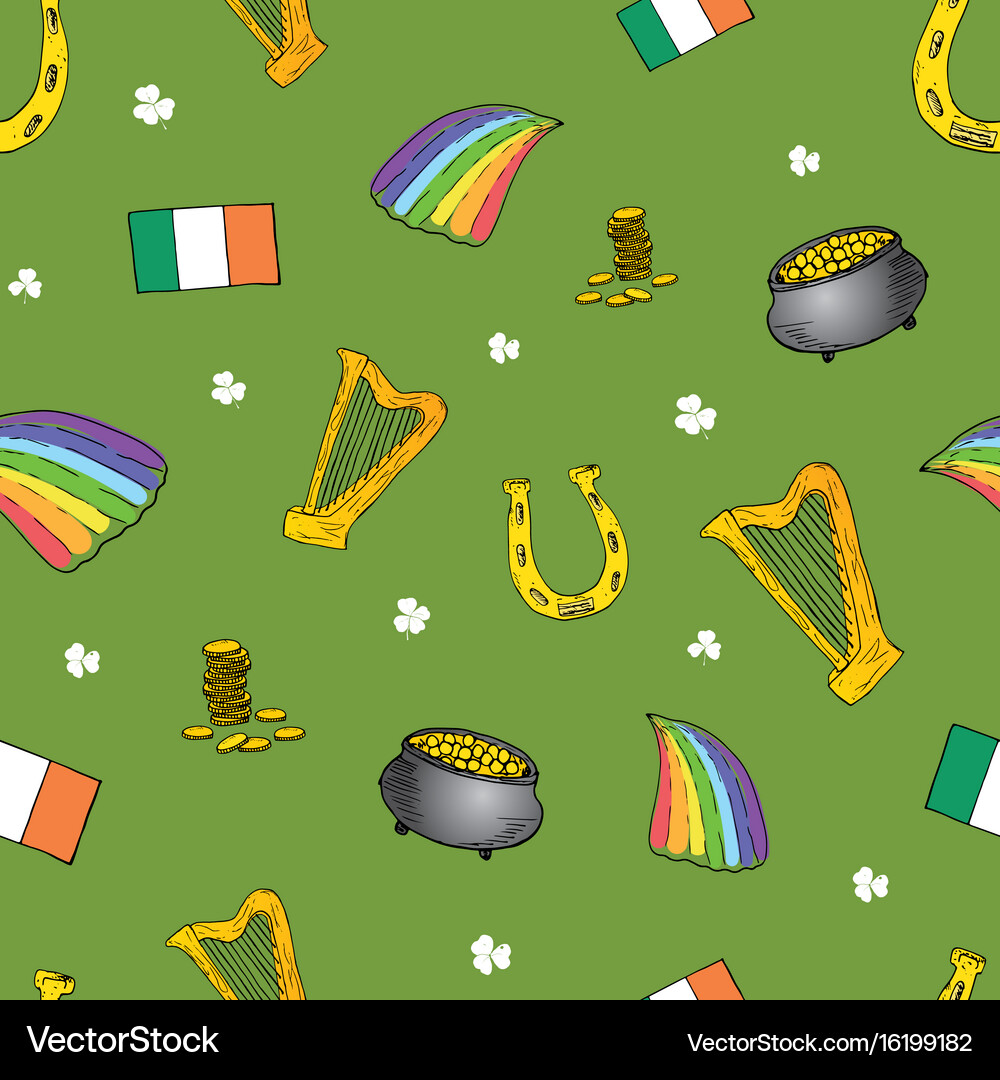 St patricks day hand drawn doodle set Royalty Free Vector