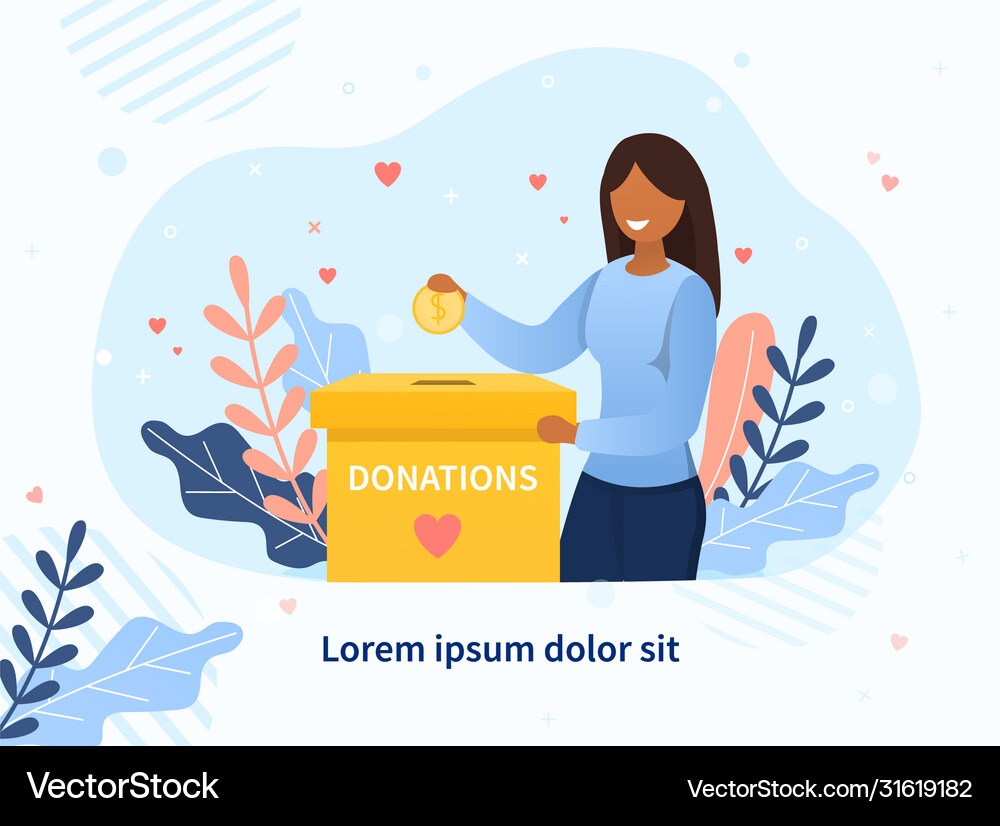 Young black woman making a charitable donation Vector Image