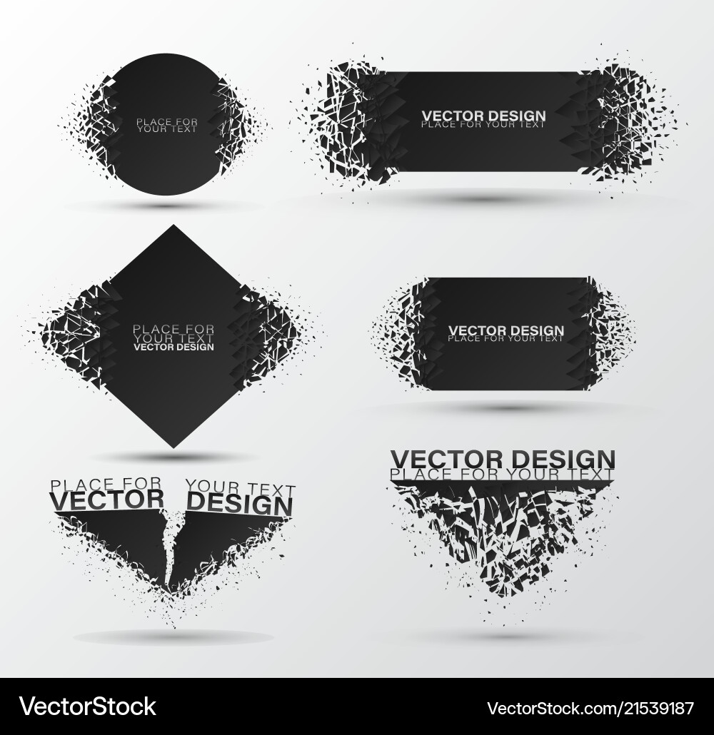Abstract explosion of black glass Royalty Free Vector Image