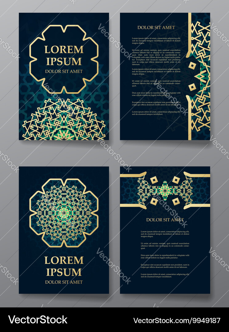 Brochure templates cards with arabic mandala Vector Image