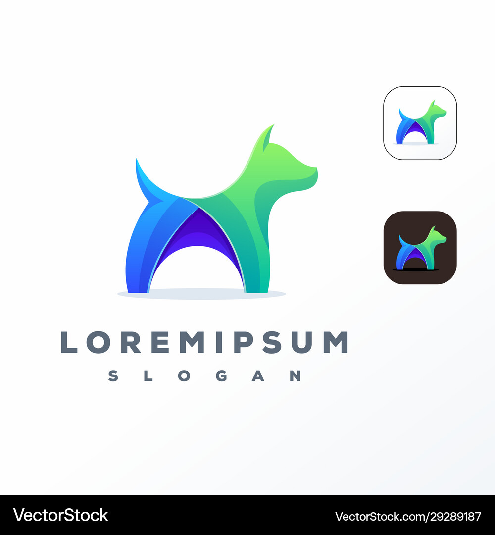 Colorful dog logo design ready to use Royalty Free Vector