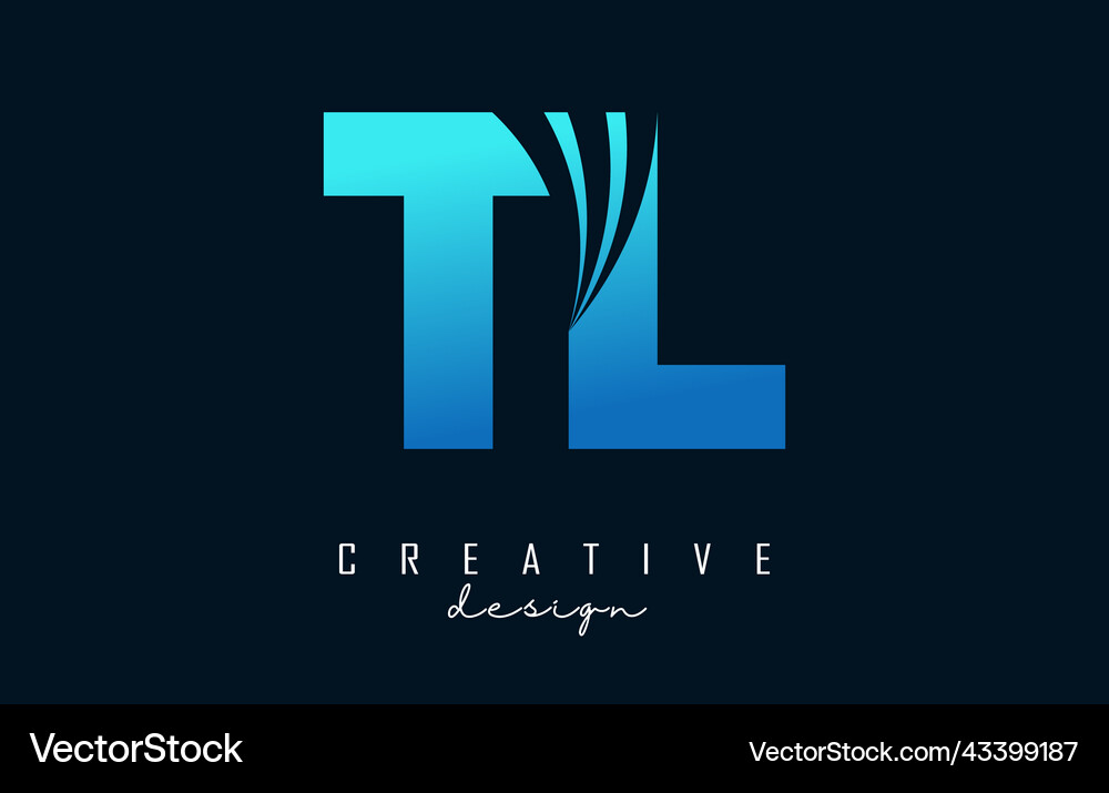 Creative blue letters tl t l logo with leading Vector Image