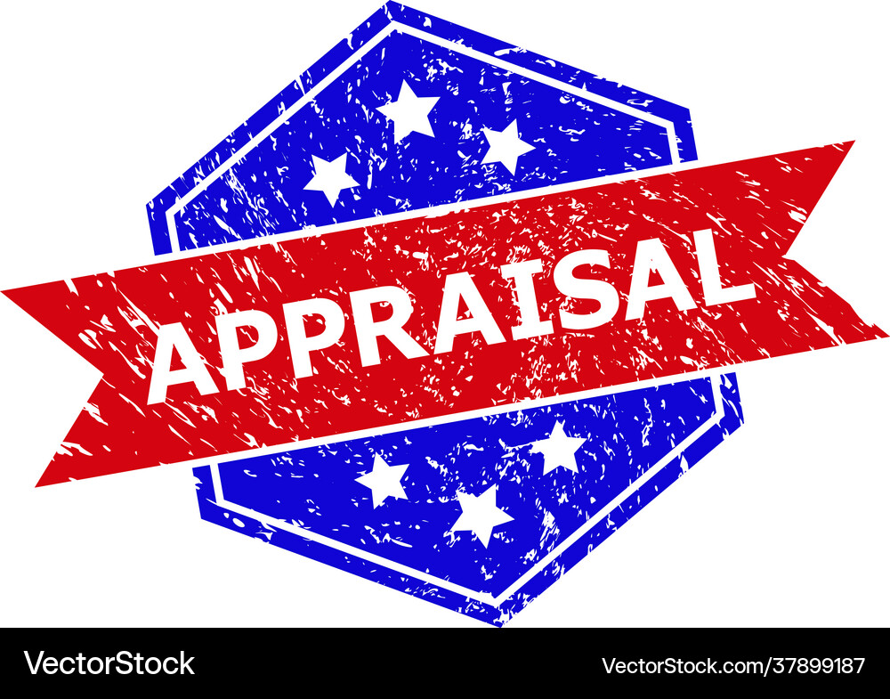 Hexagon bicolor appraisal stamp with unclean style