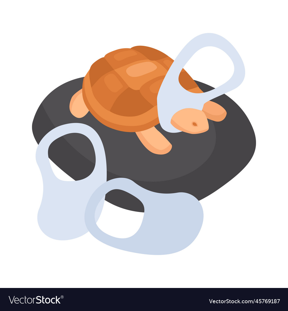 Isometric turtle pollution composition Royalty Free Vector