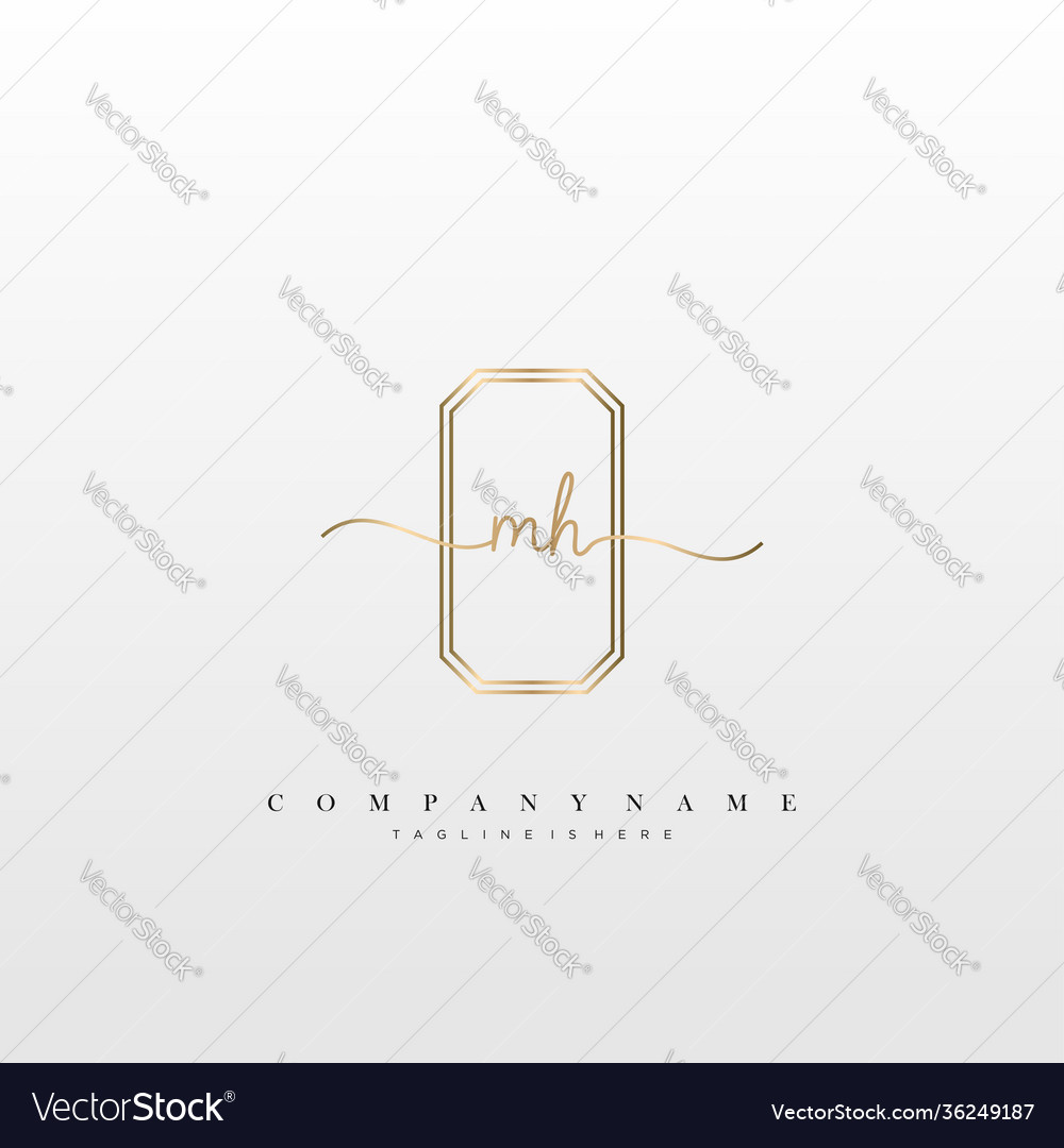 Mh initial letter handwriting logo hand drawn Vector Image