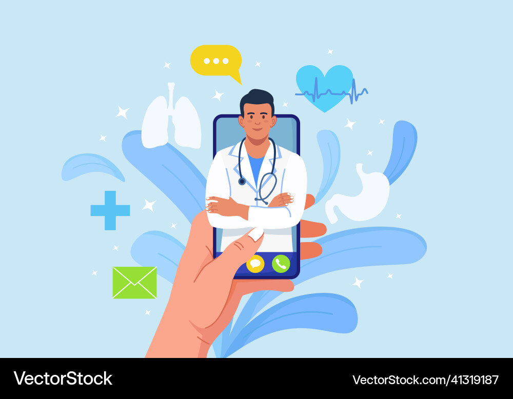 Online doctor virtual medicine mobile app Vector Image