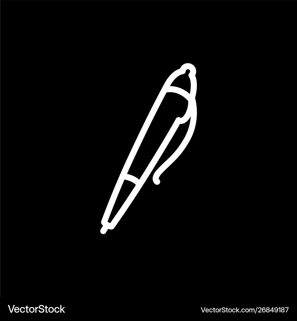 Pen line icon on black background black flat style