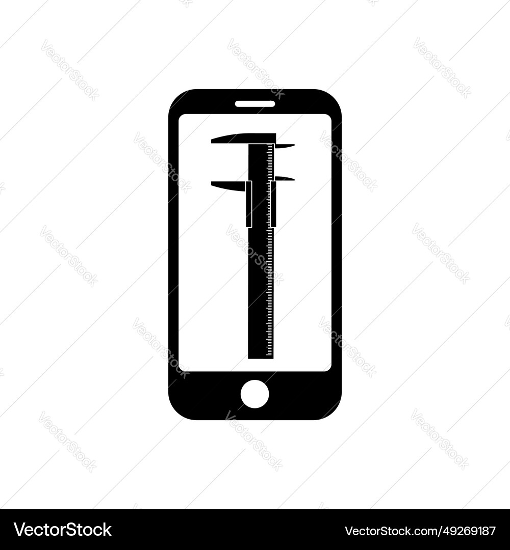 Phone with calipers tool icon symbol for app and Vector Image