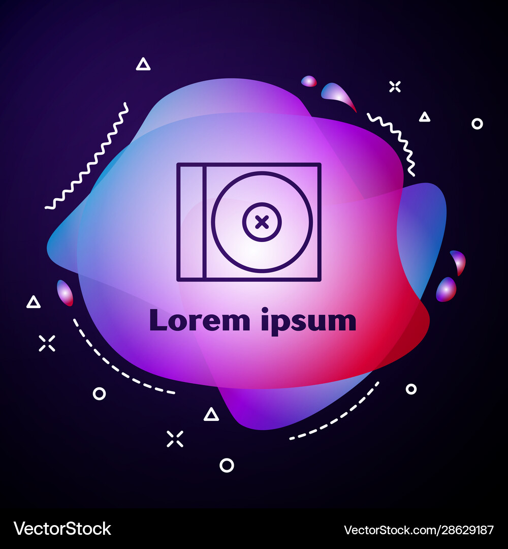Purple line cd or dvd disk icon isolated on blue Vector Image