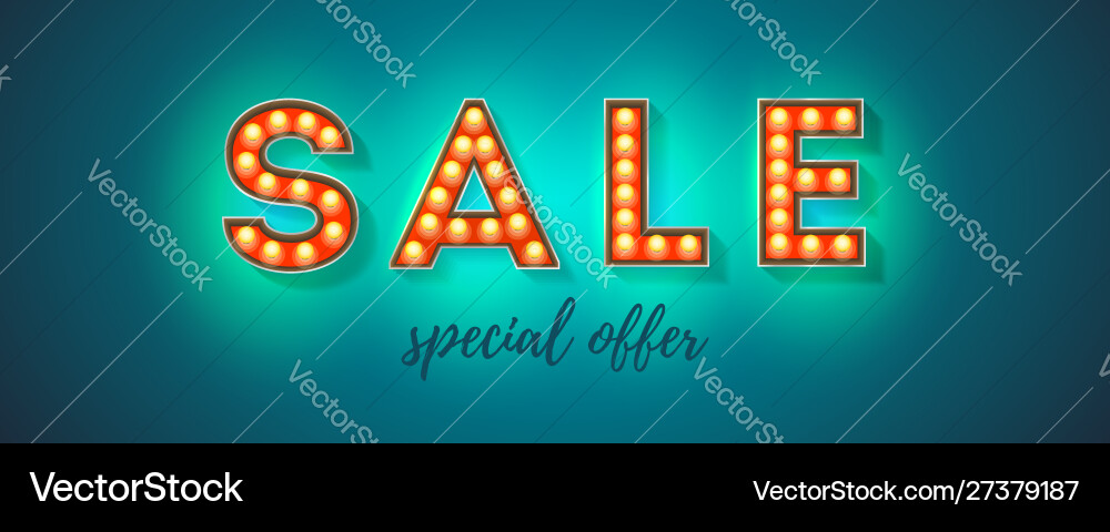 Sale text from glowing letters handwritten Vector Image