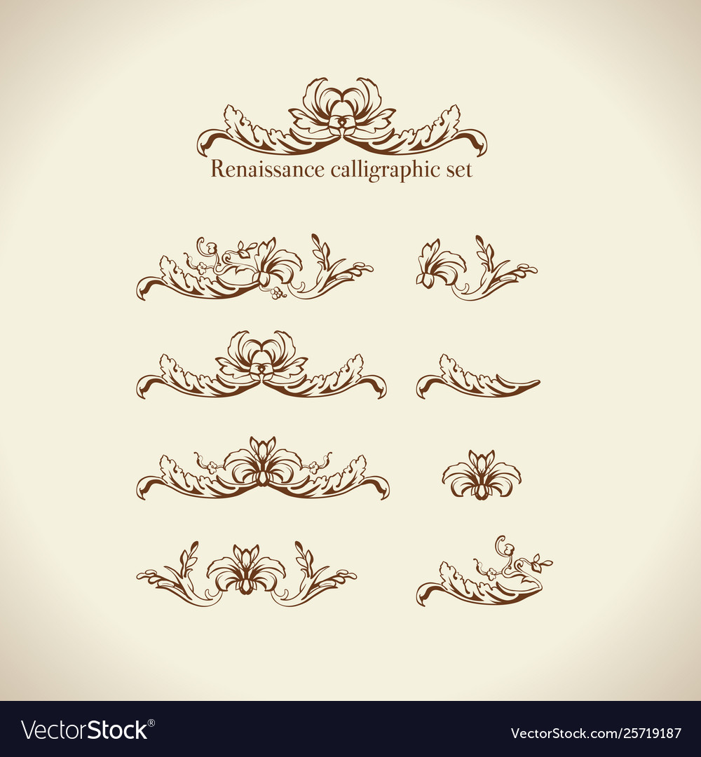 Set calligraphic design elements page Royalty Free Vector