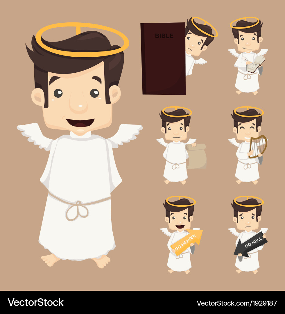 Set of angel characters poses Royalty Free Vector Image