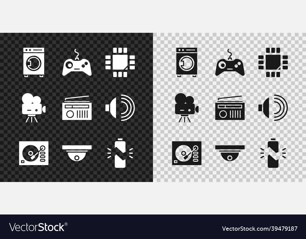 Set washer gamepad processor with microcircuits Vector Image Set washer gamepad processor with microcircuits Vector Image