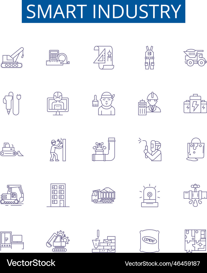 Smart industry line icons signs set design Vector Image