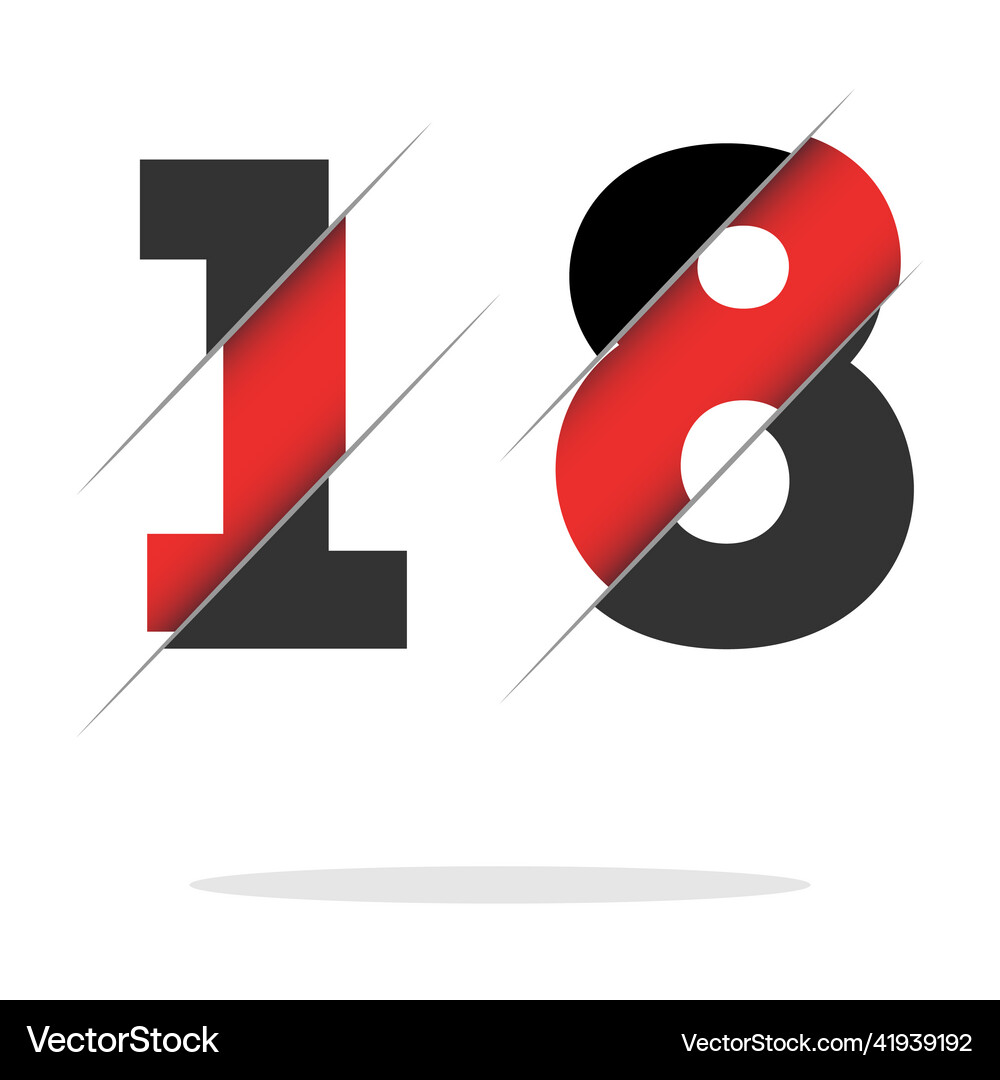17 1 7 number logo design with a creative cut Vector Image