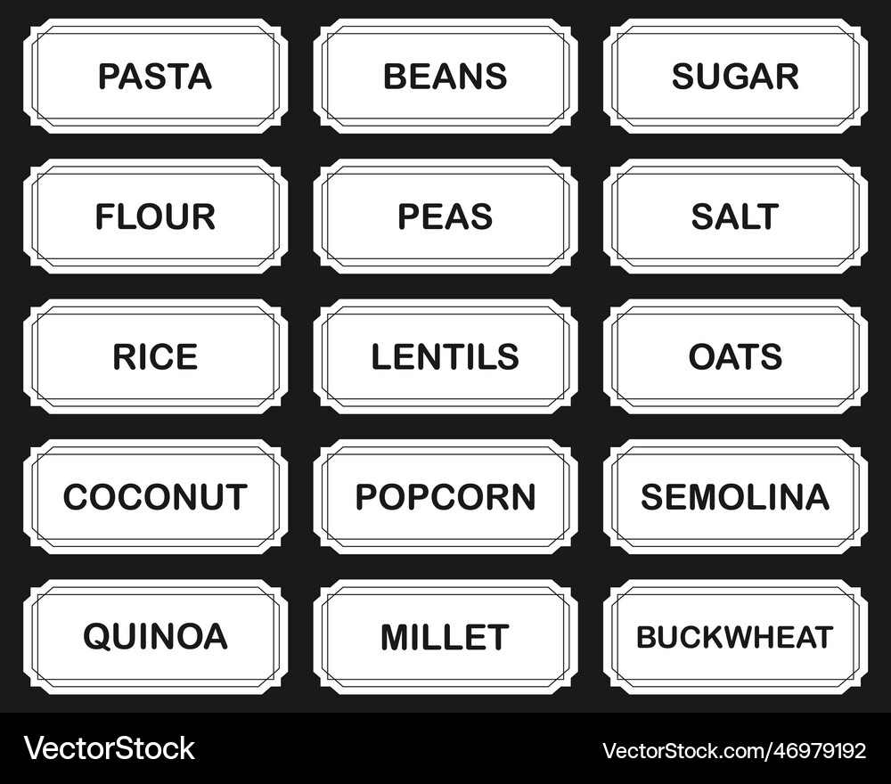 Cereal Jar Labels - Set of 15 Royalty Free Vector Image