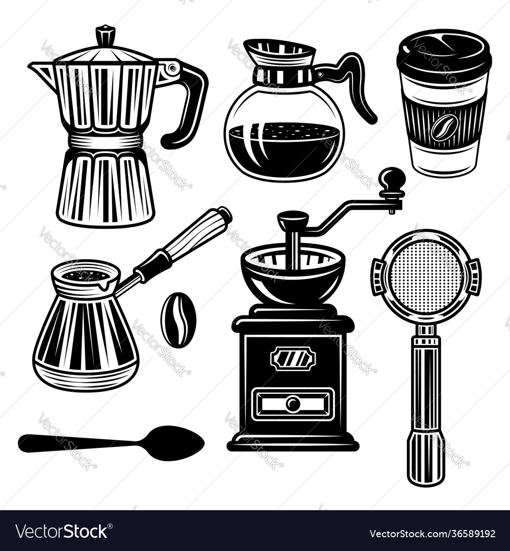 Coffee set objects and elements Royalty Free Vector Image