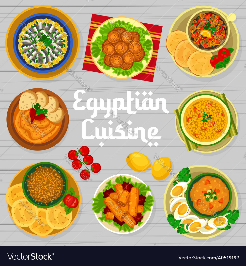 Egyptian cuisine menu cover design template Vector Image