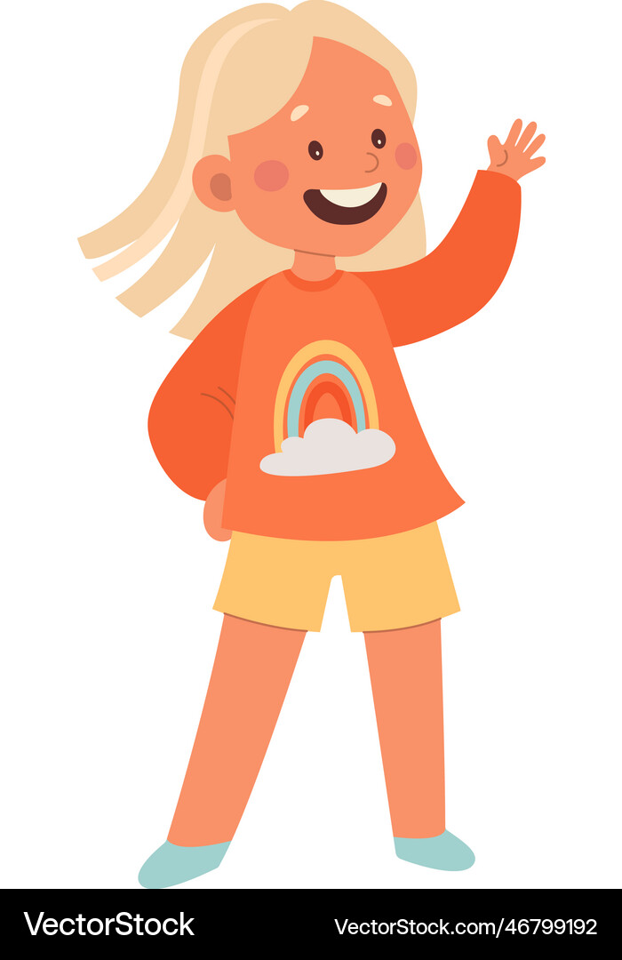 Girl waving her hand Royalty Free Vector Image