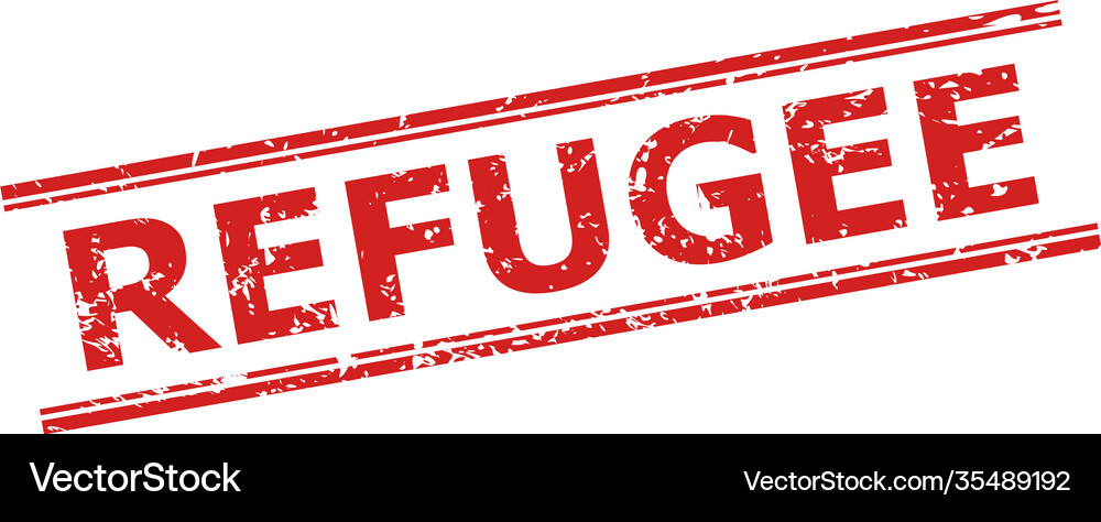 Refugee stamp with grunge style and double Vector Image