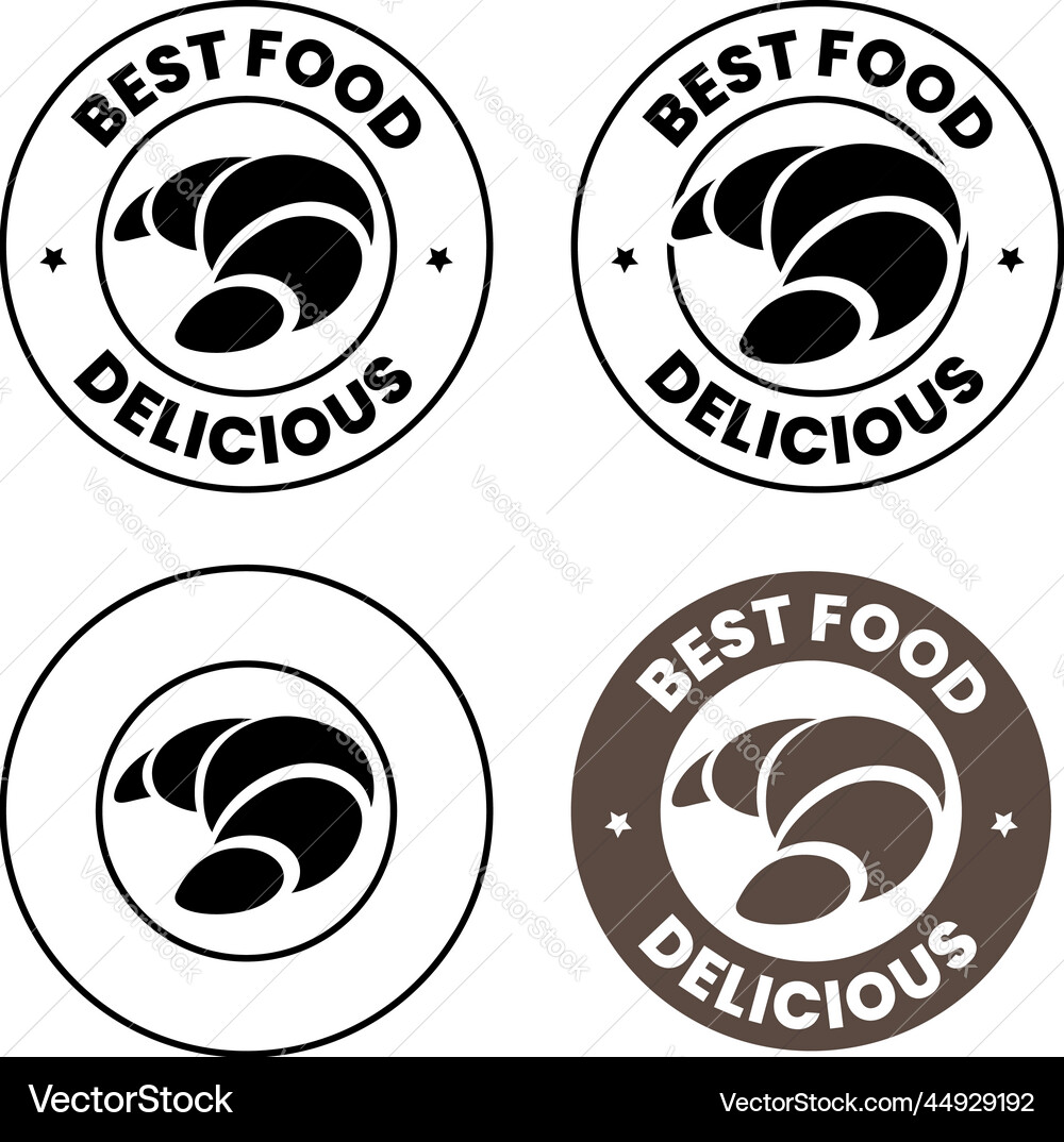 Round croissant icons with text - set 3 Royalty Free Vector