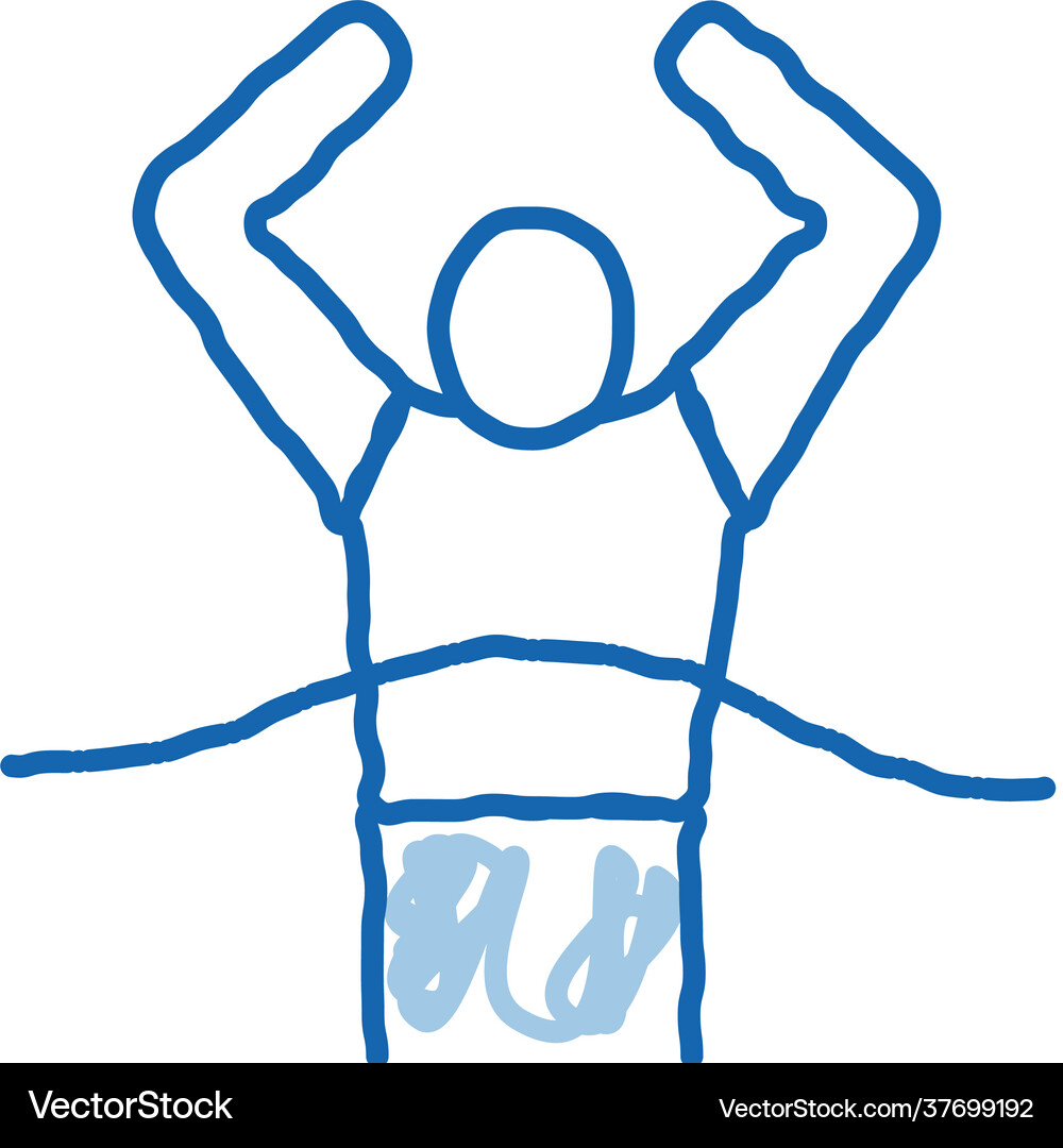 Runner tearing ribbon doodle icon hand drawn Vector Image