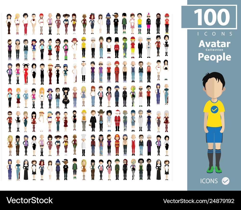 Set colorful avatars characters Royalty Free Vector Image
