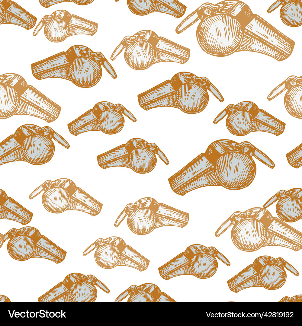 Sport whistle engraving seamless pattern vintage Vector Image