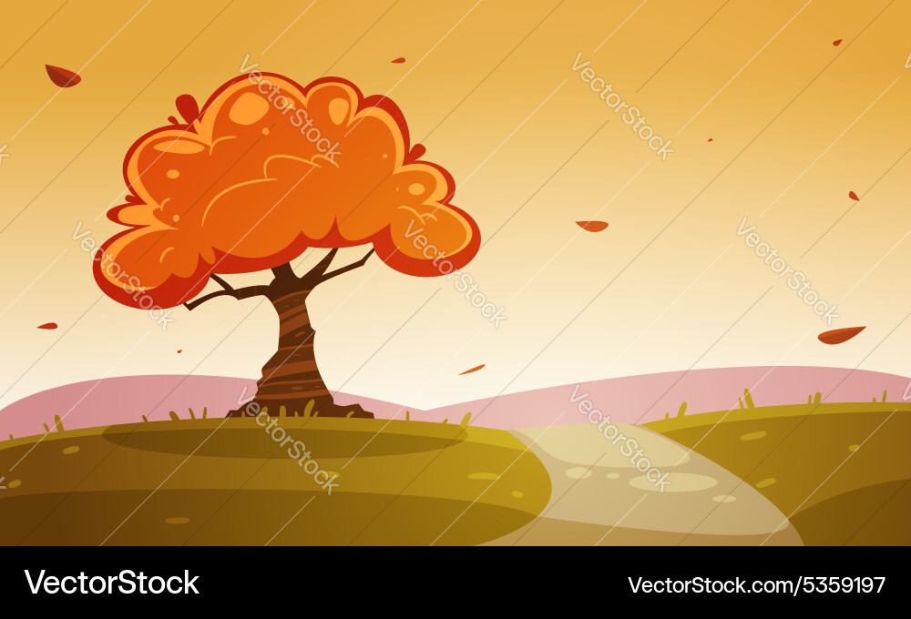 Autumn Cartoon Landscape Royalty Free Vector Image